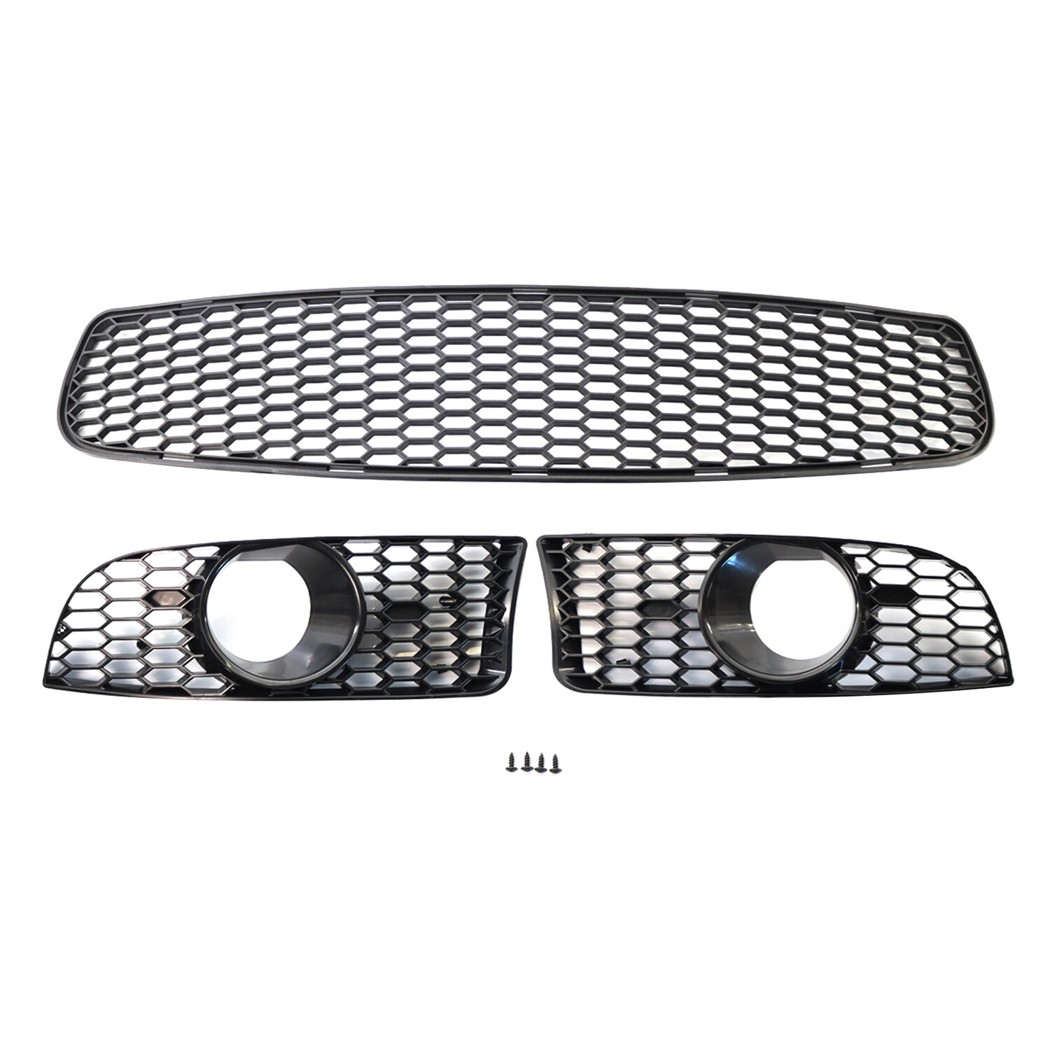 Бампер передний с кожухом для противотуманных фонарей комплект из трех деталей для замены на BMW E90 E92 E93 до M3 черного цвета из ABS весом 687г размером упаковки 75.8*15.5*6см для BMW 3-Series 2006-2011 E90 E91 E92 E93 (стиль переднего бампера M3 Look)