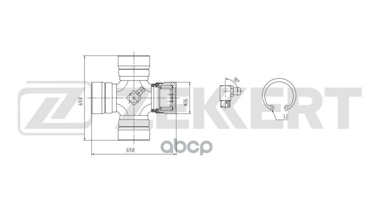 Крестовина карданного вала 26 00x70 00 / Suzuki Grand Vitara (FT HT JT TE TD) 01- Zekkert арт. kg-1081