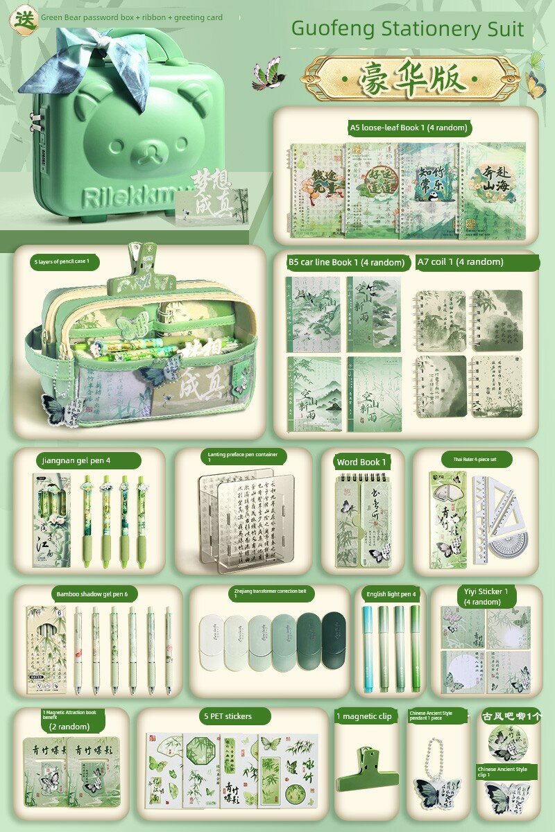 Набор канцелярских принадлежностей в китайском стиле в подарочной коробке для подарков на день рождения девочкам,