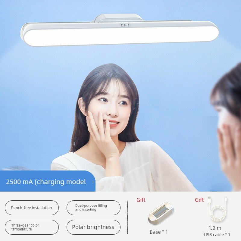 Зеркальная подсветка, светодиодная перезаряжаемая лампа для макияжа в ванную, светильник для зеркала в ванной, на