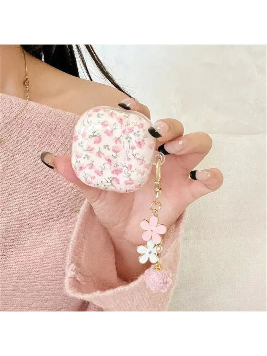 Чехол розовый цветок для Samsung Galaxy Buds всех моделей