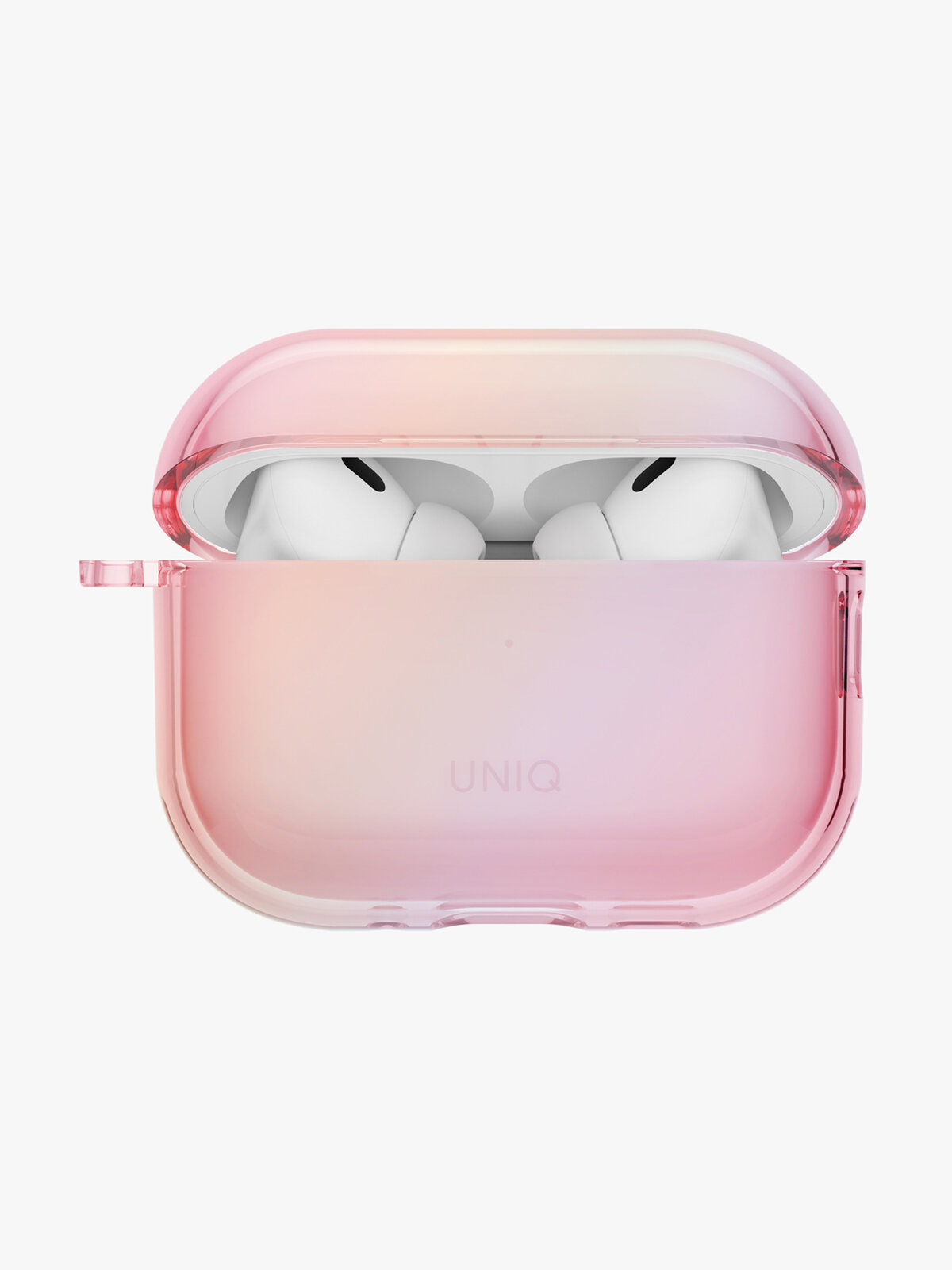 Чехол Uniq для Airpods Pro 3, Iridescia с голографическим покрытием, с карабином, розовый