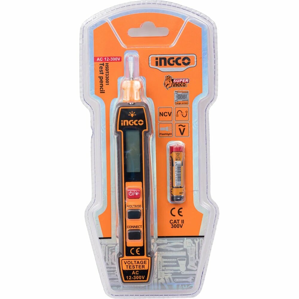 Индикаторная отвертка INGCO SUPER HSDT33001 с световой и звуковой индикацией напряжения, питанием от AAA батарей