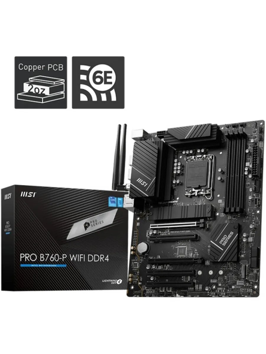 Материнская плата PRO B760-P WIFI DDR4 (LGA1700, ATX)