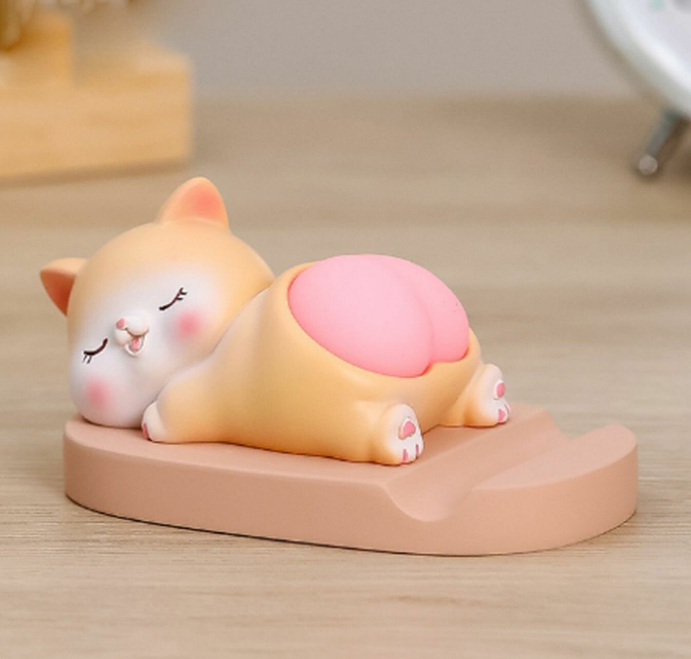 Подставка для телефона, планшета на стол / держатель для смартфона Kitty tail, orange