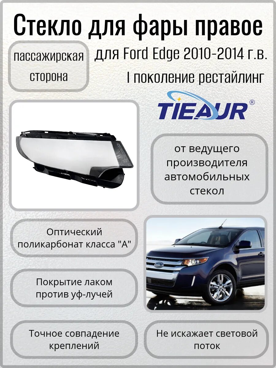 Стекло для правой фары Ford Edge 2010-2014 г.