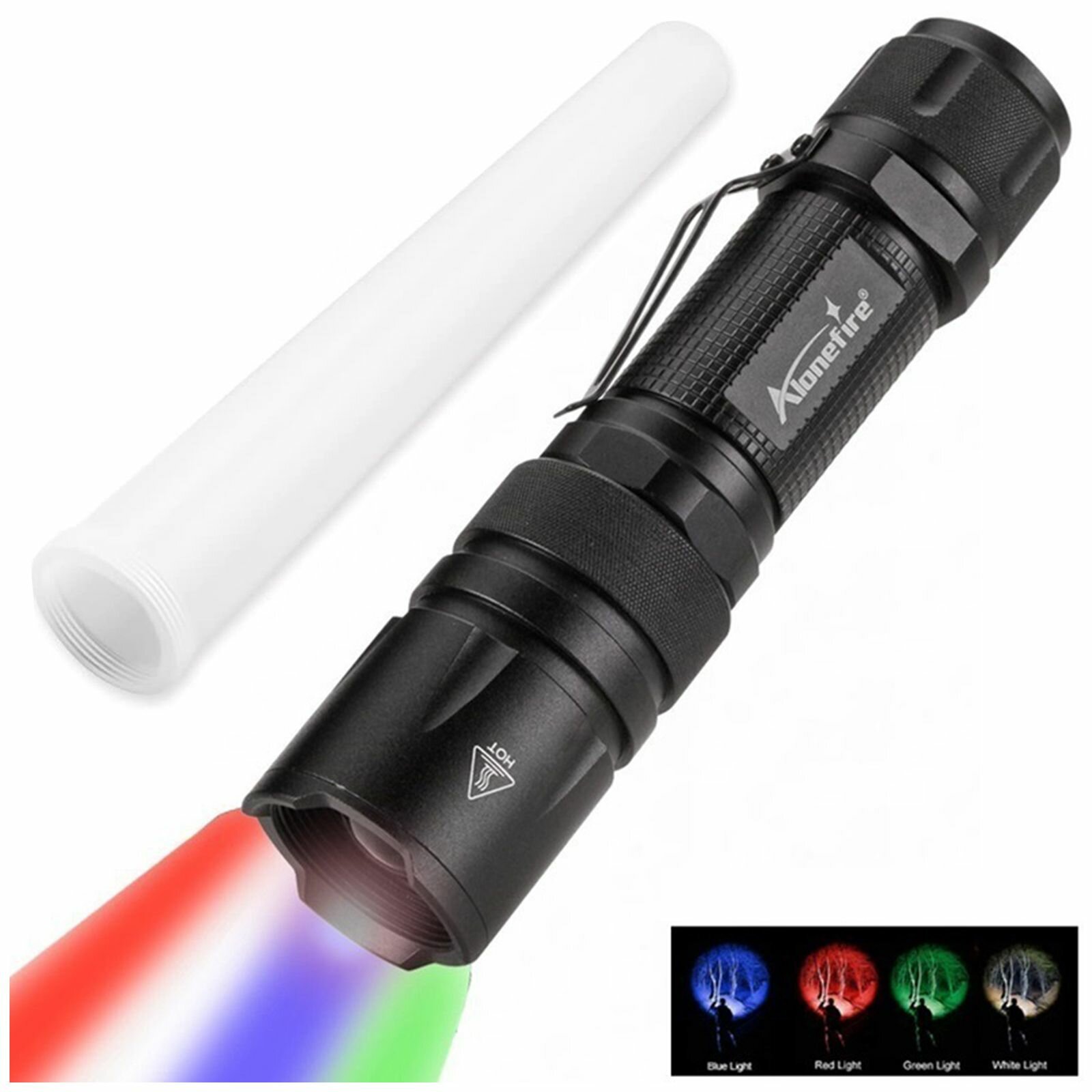 Многоцветный перезаряжаемый тактический фонарик 5-в-1, мощный бело-красно-зелено-синий светодиодный фонарь