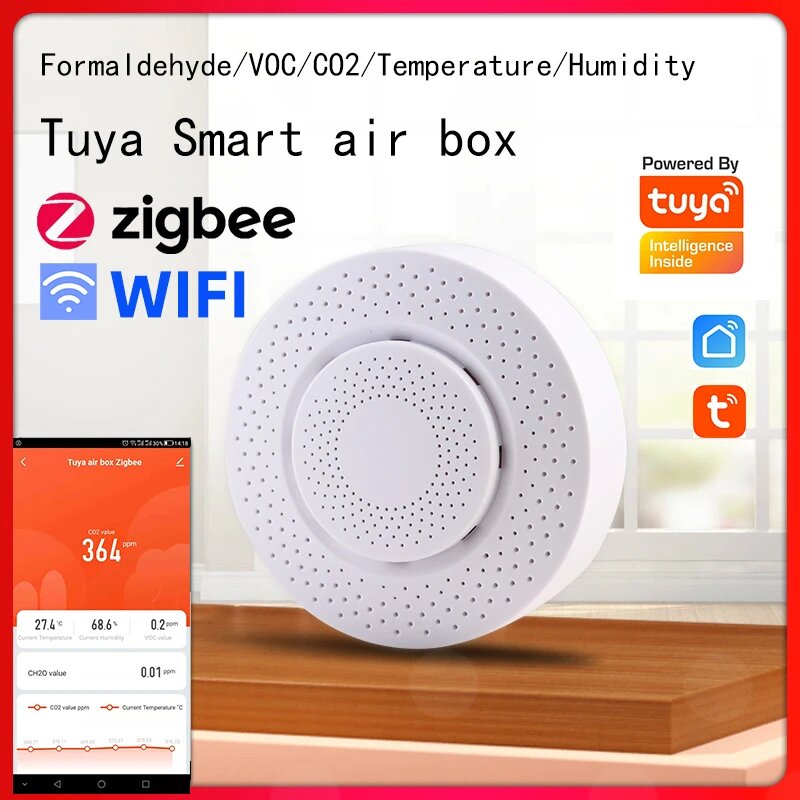 Tuya Smart Air Box DCR002 датчик CO2 zigbee3.0 (Square) — фото 1