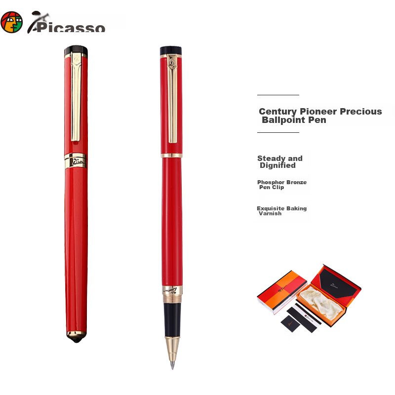 Pimio Signature Pen, Business Office Gift Ballpoint Pen, Adult Signature Pen, Student Handwriting Practice Pen, Graduation Gift for Men And Women, 0.5mm 908 Bright Red