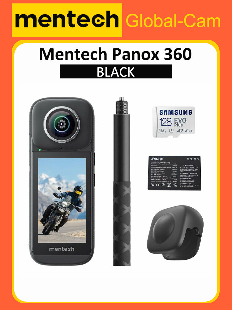 Mentech PanoX V3 Vlog Bundle with 128gb, панорамная экшен камера 8K 360 градусов водонепроницаема