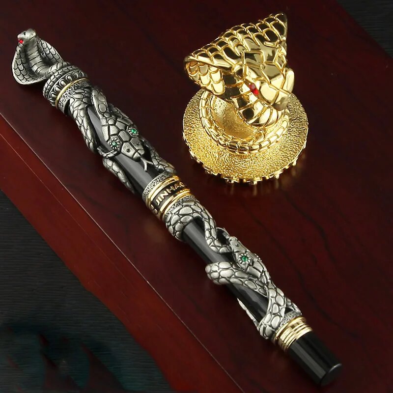 Перьевая ручка Jinhao Kobra, серебро, белый