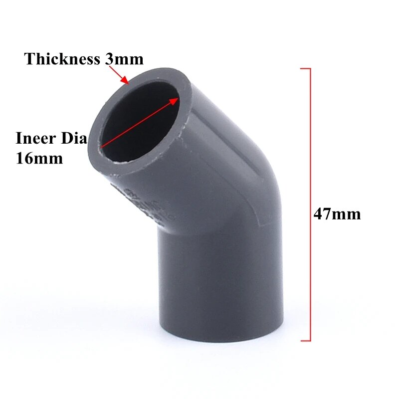 1 ~ 5 шт. 16 мм темно-серые фитинги для труб из ПВХ, соединители для аквариума, прямой тройник, локоть, соединительный соединитель, садовая труба из ПВХ, аксессуары для самостоятельного изготовления