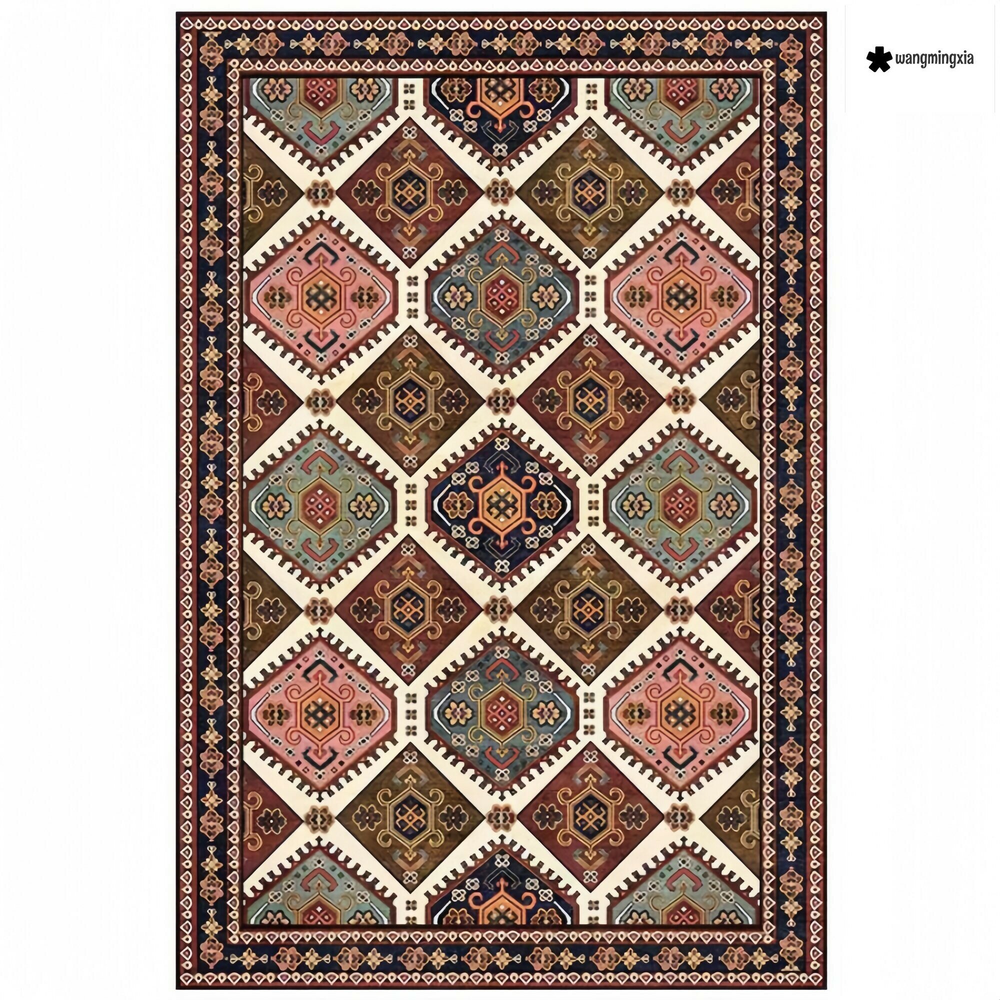 Эксклюзивный винтажный ковер 80x120 см с этническими орнаментами для гостиной, выполненный под кашемир