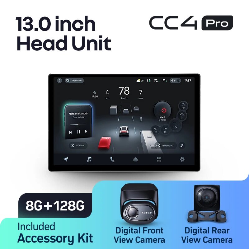 TEYES CC4 PRO, 13 дюймов, 11 дюймов, для Toyota, Volkswagen, Hyundai, мультимедийное устройство, навигационная система, стереосистема, Android GPS, универсальное устройство 13.0 CC4pAK 128G