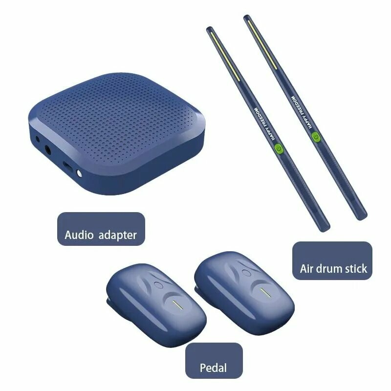 Виртуальная электронная ударная установка , Воздушная драм-машина с 8 звуками + педалями + Bluetooth, темно-синий
