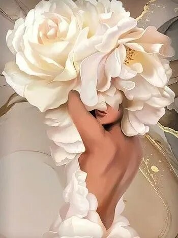 Алмазная Мозаичная Вышивка Расписанная Стразами "Девушка С Букетом Пионов" 40х50 См