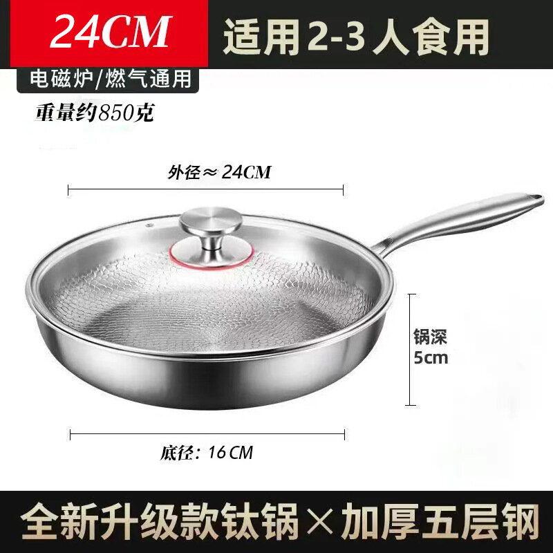 Немецкая высококачественная трехслойная стальная титановая сковорода с молотым покрытием, без покрытия, для домашнего использования, для стейков, антипригарная сковорода, титановая сковорода, плоская сковорода