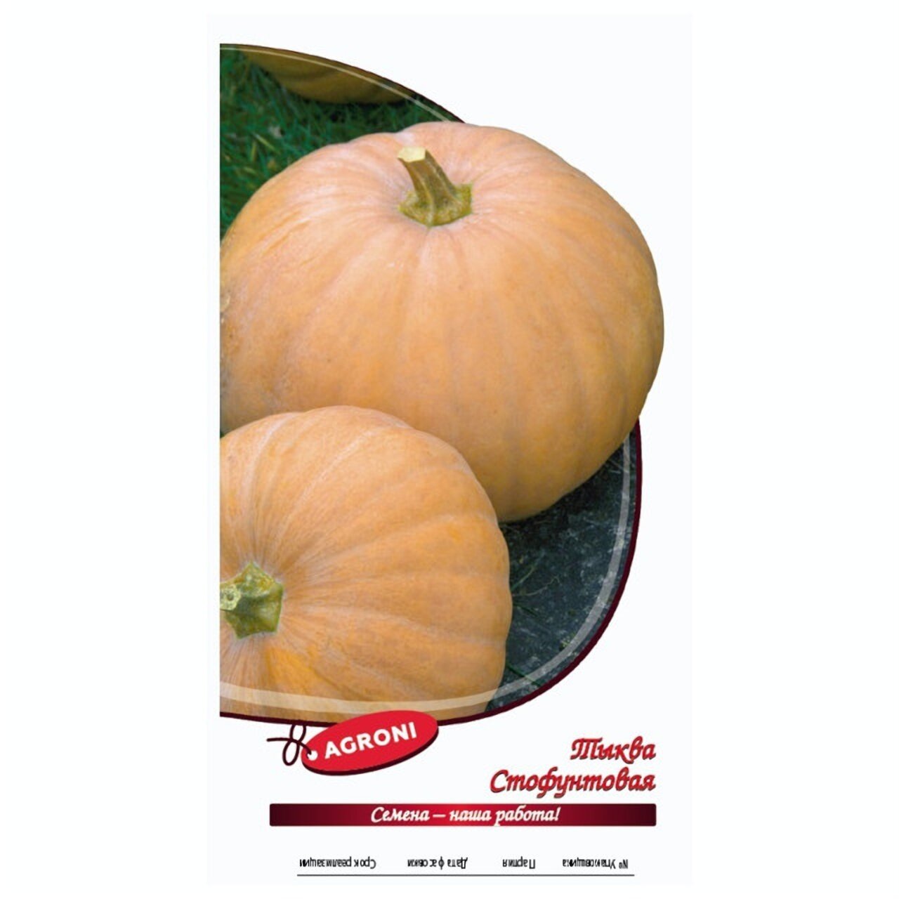 Семена Тыква Стофунтовая агрони 2г, для дачи, сада, огорода и на рассаду