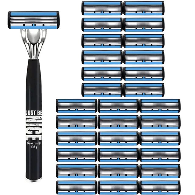 Бритва с 6 лезвиями из нержавеющей стали, классические мужские лезвия, съемные и многоразовые.