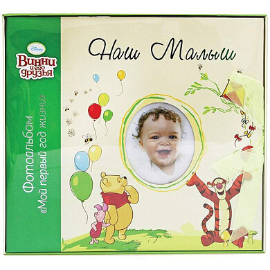 Фотоальбом Магнитный 20л 28*31см, 20стр. анкет, 6стр. Коллаж, 3л наклеек сер. Наш малыш (Вельт)