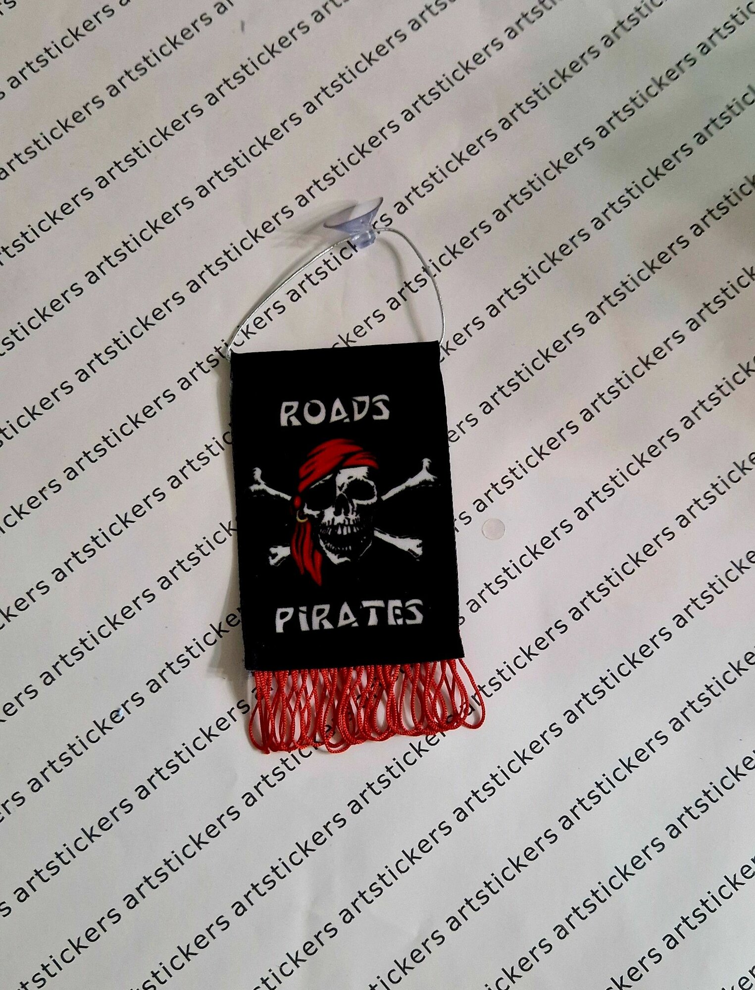 Вымпел Пиратский флаг, размер 8х12см, двусторонний на присоске, ткань, аксессуар для авто