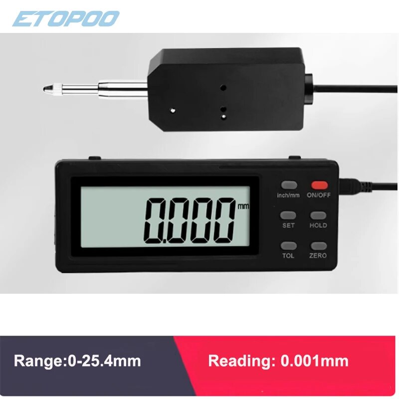 ETOPOO Цифровой микрометр глубиномер 0-12.7/25.4/50 мм 0-25.4mmx0.001mm