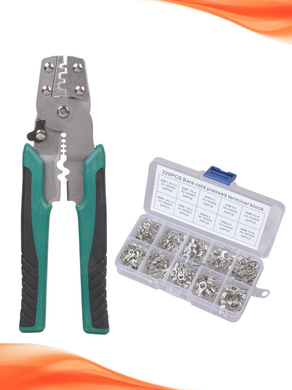 Изолированные клещи для обжима наконечников с набором клемм