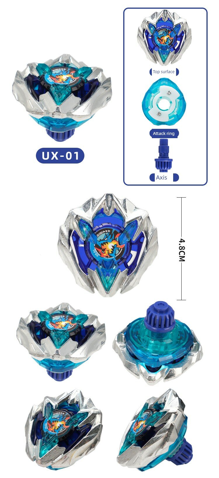 SB X Generation UX Series Изготовленный из сплава вращающийся топ, модель UX-01, оригинальный цвет, один топ для битвы