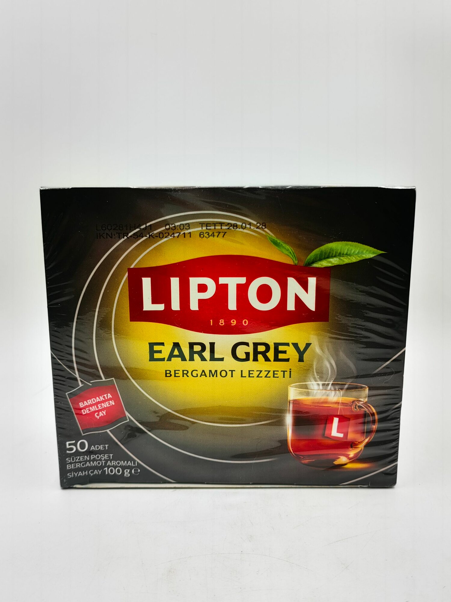 Чай черный Lipton Earl Grey с бергамотом 50 пакетиков 100 г (Турция)