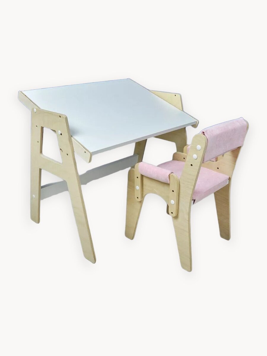 Детский растущий стул и стол мольберт с органайзером и подушками