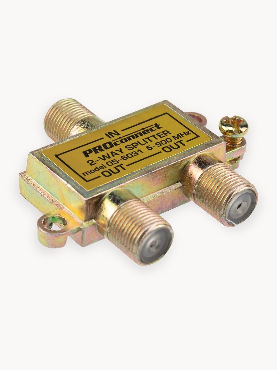 Антенный делитель ТВ-сигнала PROconnect сплиттер на 2 выхода под F-разъемы, 5-900 МГц