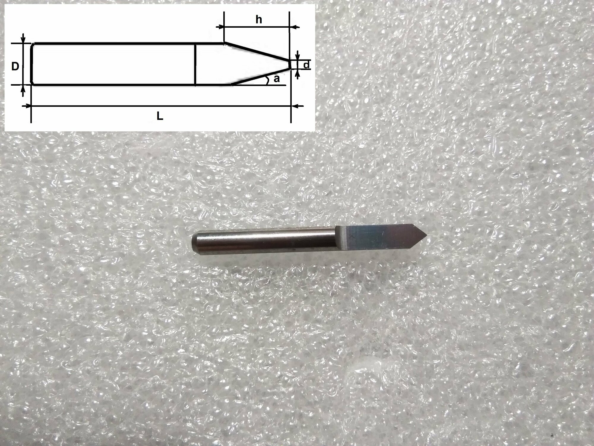 Конический гравер PDJ3.9002 d-0.2/ h-2.7/2a-90/ D-3.175/ L-24. X series для ЧПУ станка