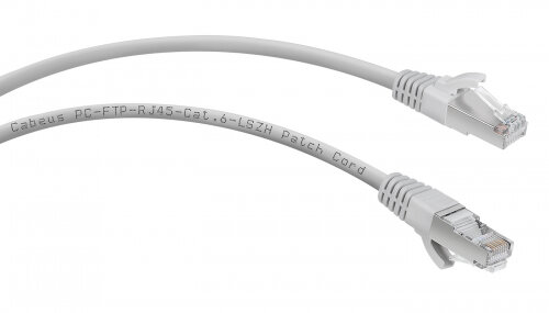 Патч-корд Cabeus U/UTP PC-FTP-RJ45-Cat.6-20m-LSZH категория 6, 2xRJ45/8p8c, экранированный, серый, LSZH, 20м