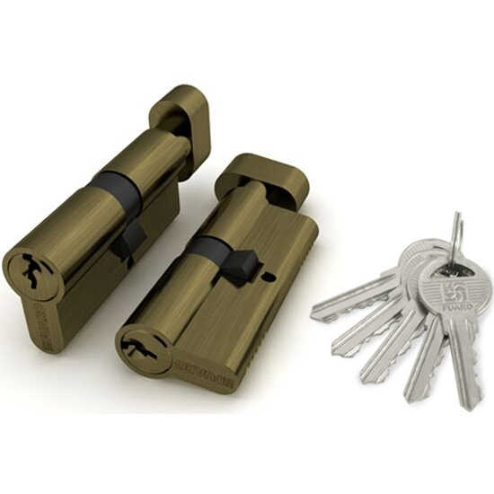 Цилиндровый механизм Fuaro (100 ZM) 1000 ZM Knob 70 (30+10+30) AB бронза 5Key с вертушкой