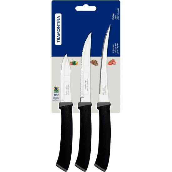 Набор ножей Tramontina Felice 3 шт цв черный