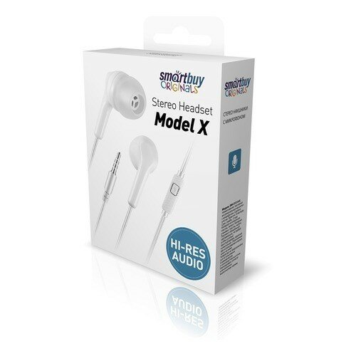 Внутриканальная гарнитура Smartbuy Model X, пульт управления, микрофон, белая SBH-012-X-K