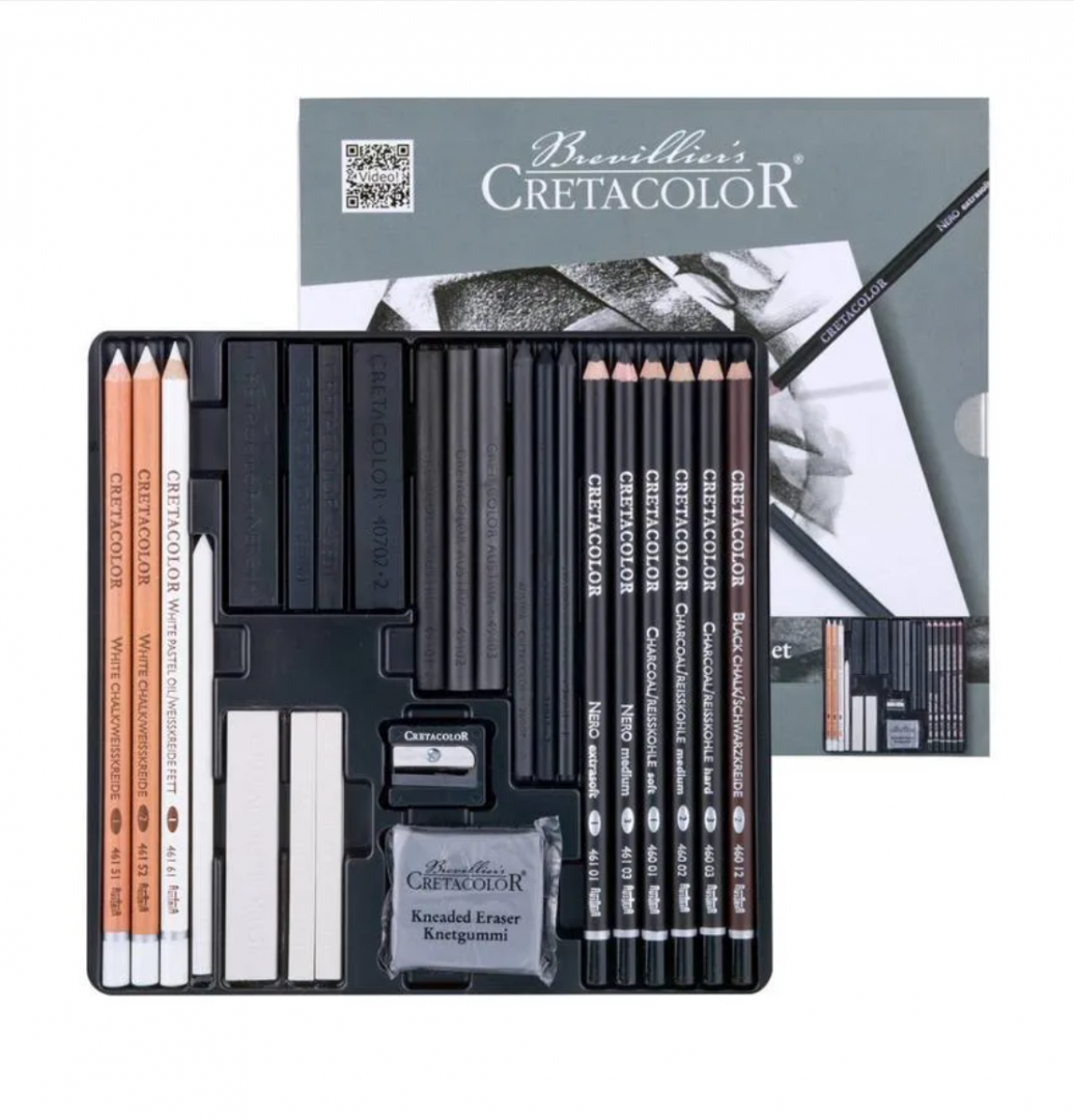 Cretacolor Набор художественный "Black&White" для эскизов, 25 элементов в металлической коробе
