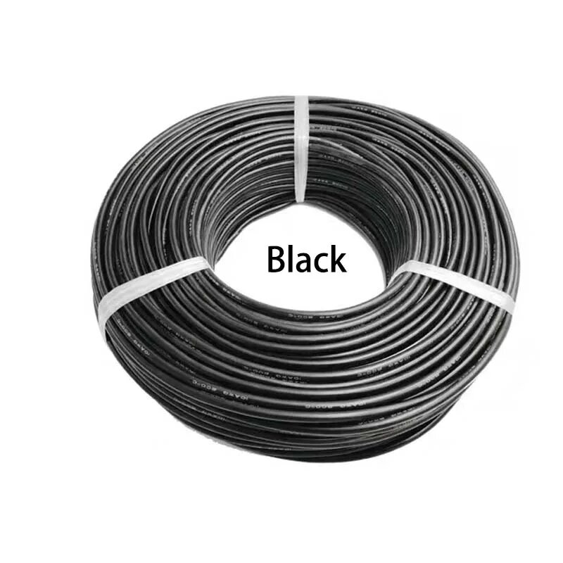 Термостойкий силиконовый кабель 8-22 AWG красный/черный 5/10/20/50 м 20 AWG, Black Color, 50m