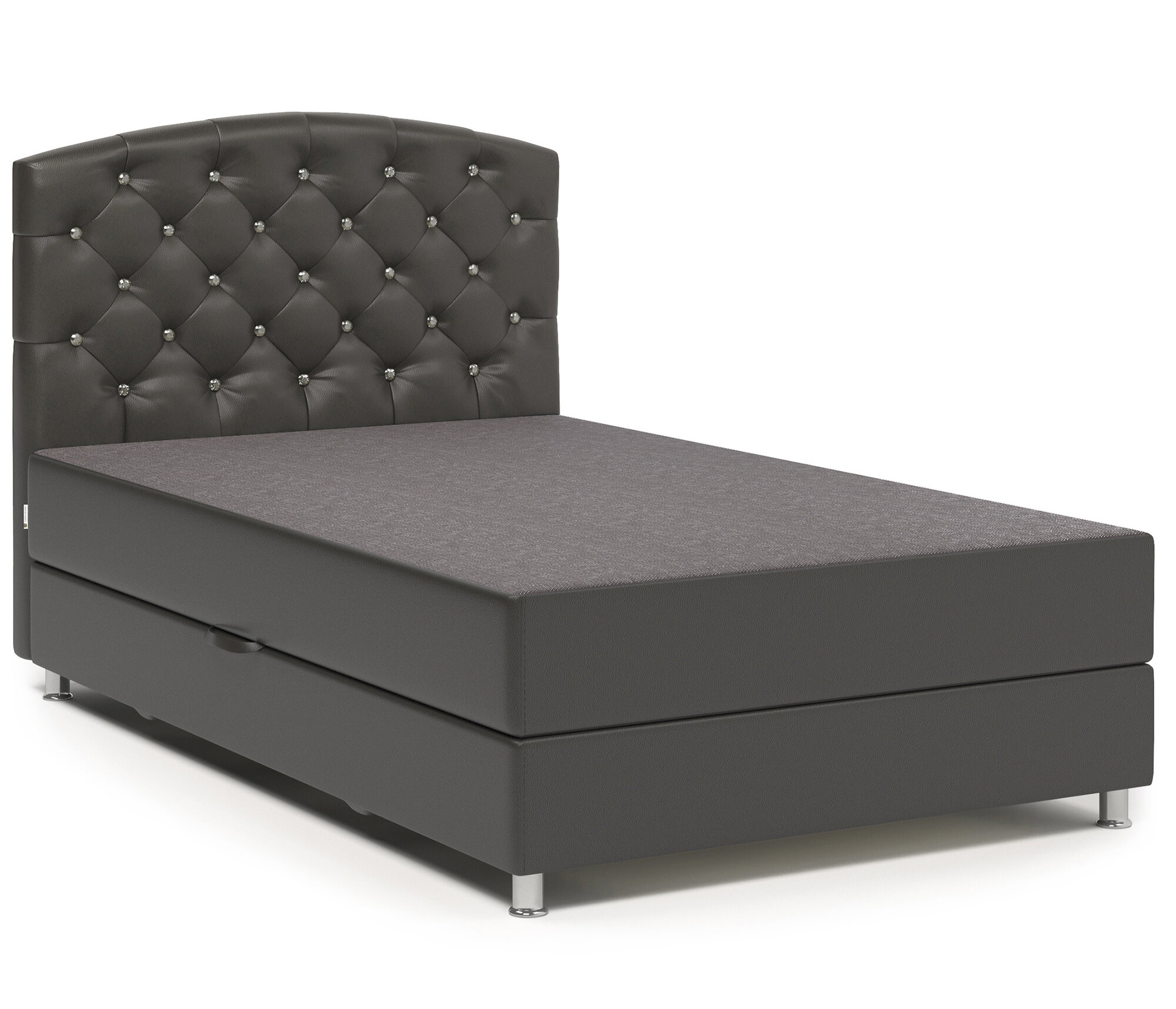 Кровать тахта Премиум Люкс 90х198 см, рогожка латте и экокожа шоколад