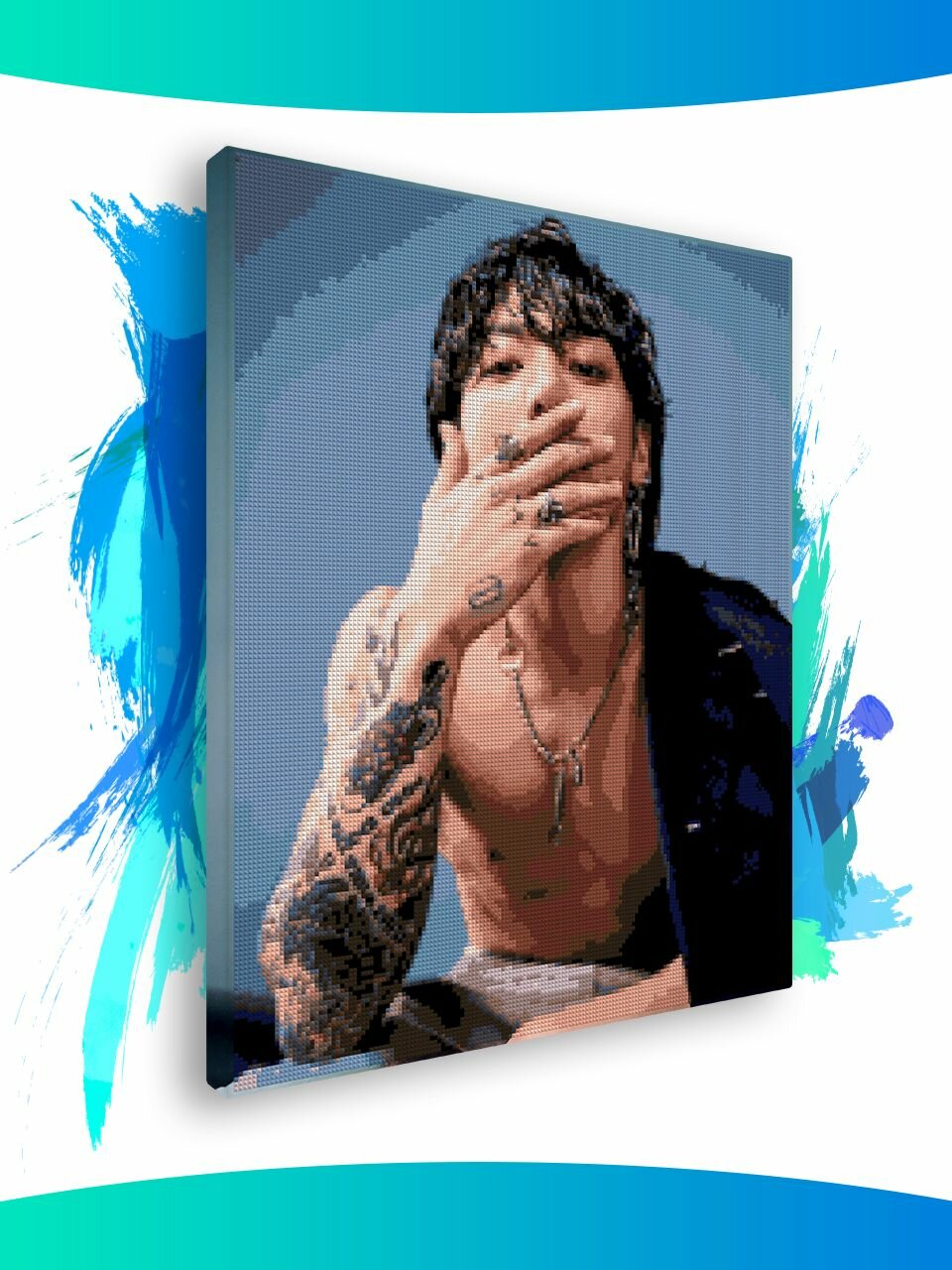 Алмазная мозаика на деревянном подрамнике BTS - Чонгук 40 х 50 см