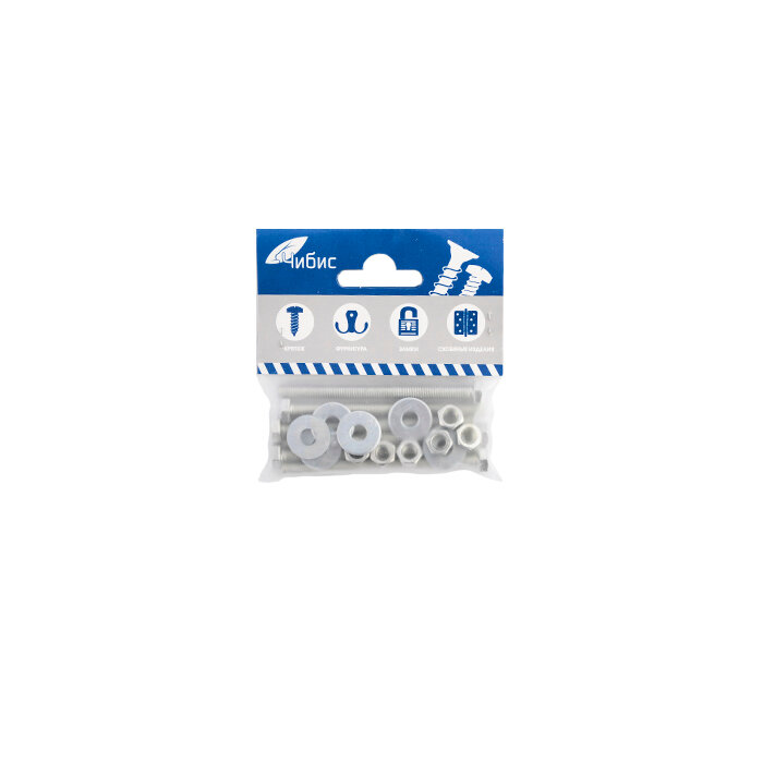 Набор болт+гайка+шайба М6Х80 [уп. 6 шт]