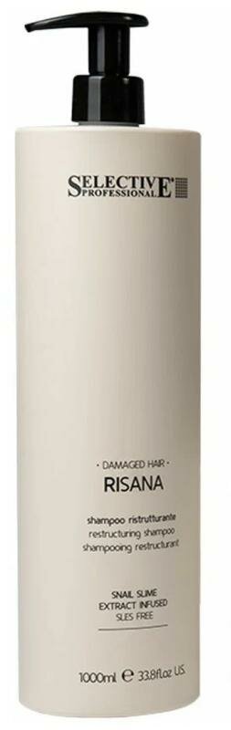 Шампунь Selective Professional Risana Risana Restructuring Shampoo Snail Slime Extract Infused SLES Free, Восстанавливающий шампунь с муцином улитки без SLES, 1000 мл