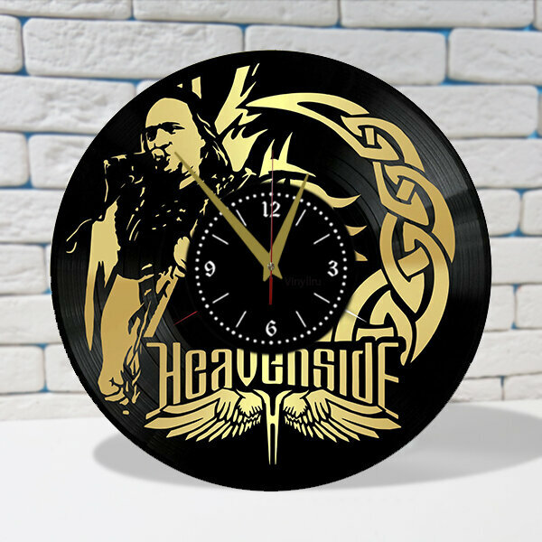 Настенные часы из виниловой пластинки Heaven Side золотая подложка