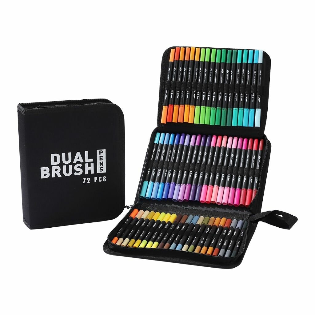 Двусторонняя ручка для акриловых красок с футляром хранения, кончик кисти маркера 60/72 цвета, подходящий рисования в скрапбукинге
