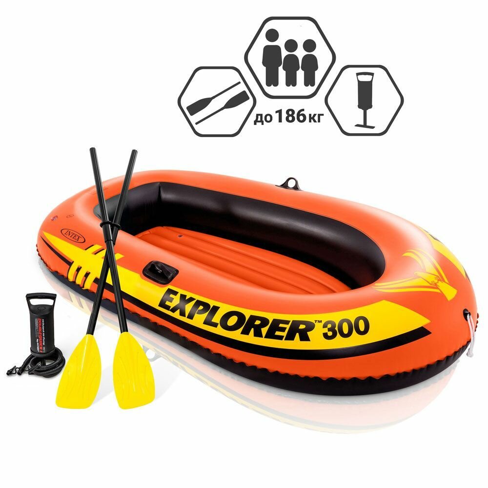 Лодка надувная Intex Explorer 300 Set с насосом и веслами