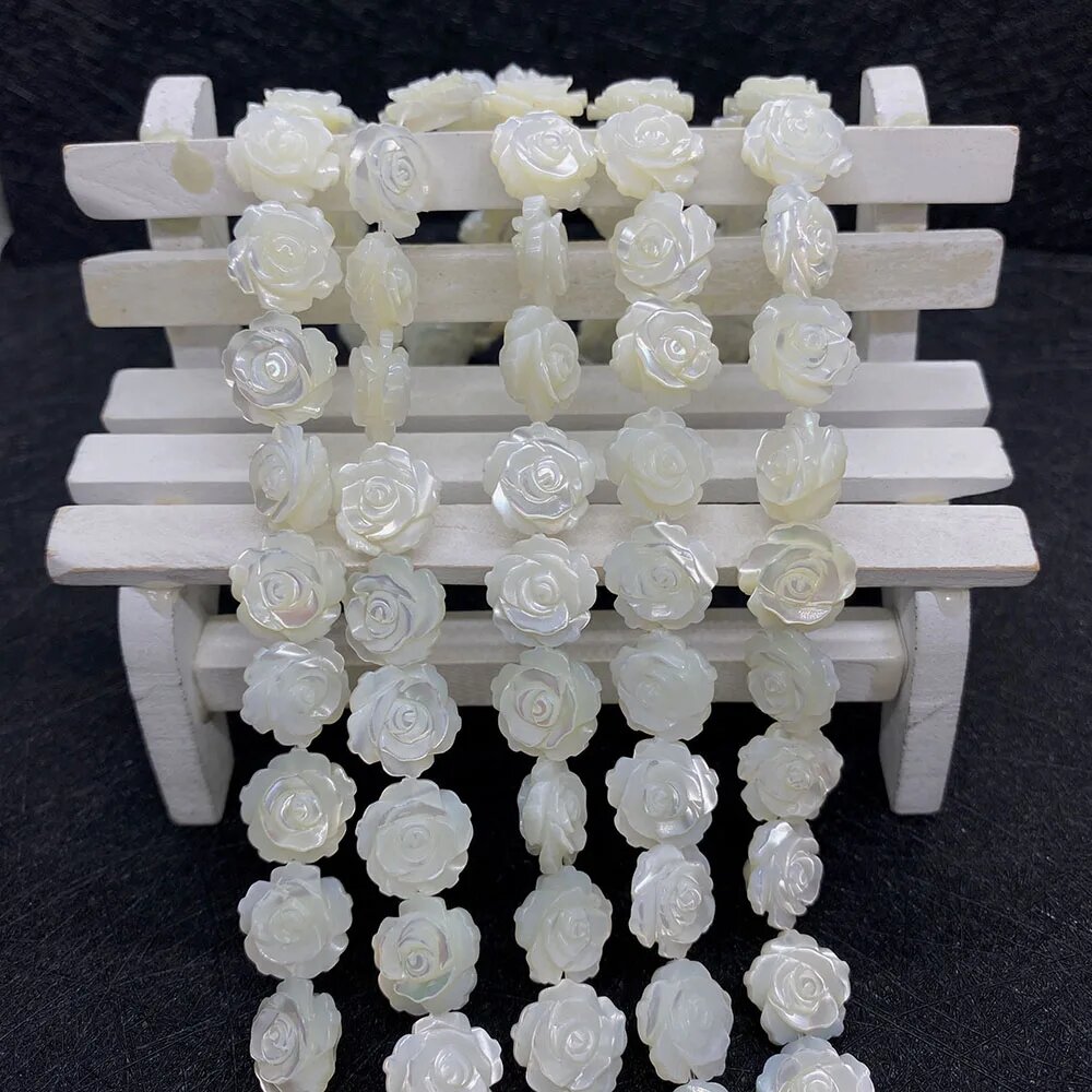 Натуральные жемчужные ракушки, бусины 8/10/12 мм, цветок розы, 3 шт. 10mm - 3pcs