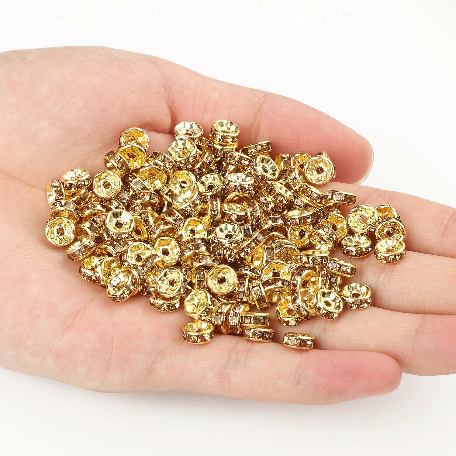 Бусины-разделители nociuciu 4/6/8 мм, разноцветные, золотистые/серебристые для бижутерии 50 шт. 4mm, champagne gold