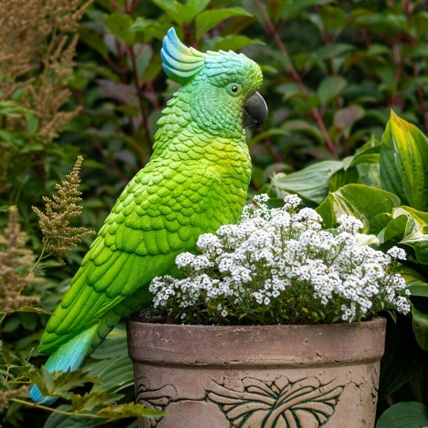 Декоративная фигурка Туендатская сувенирная мастерская "Попугай Какаду" из пенопласта, зеленый, 43 см