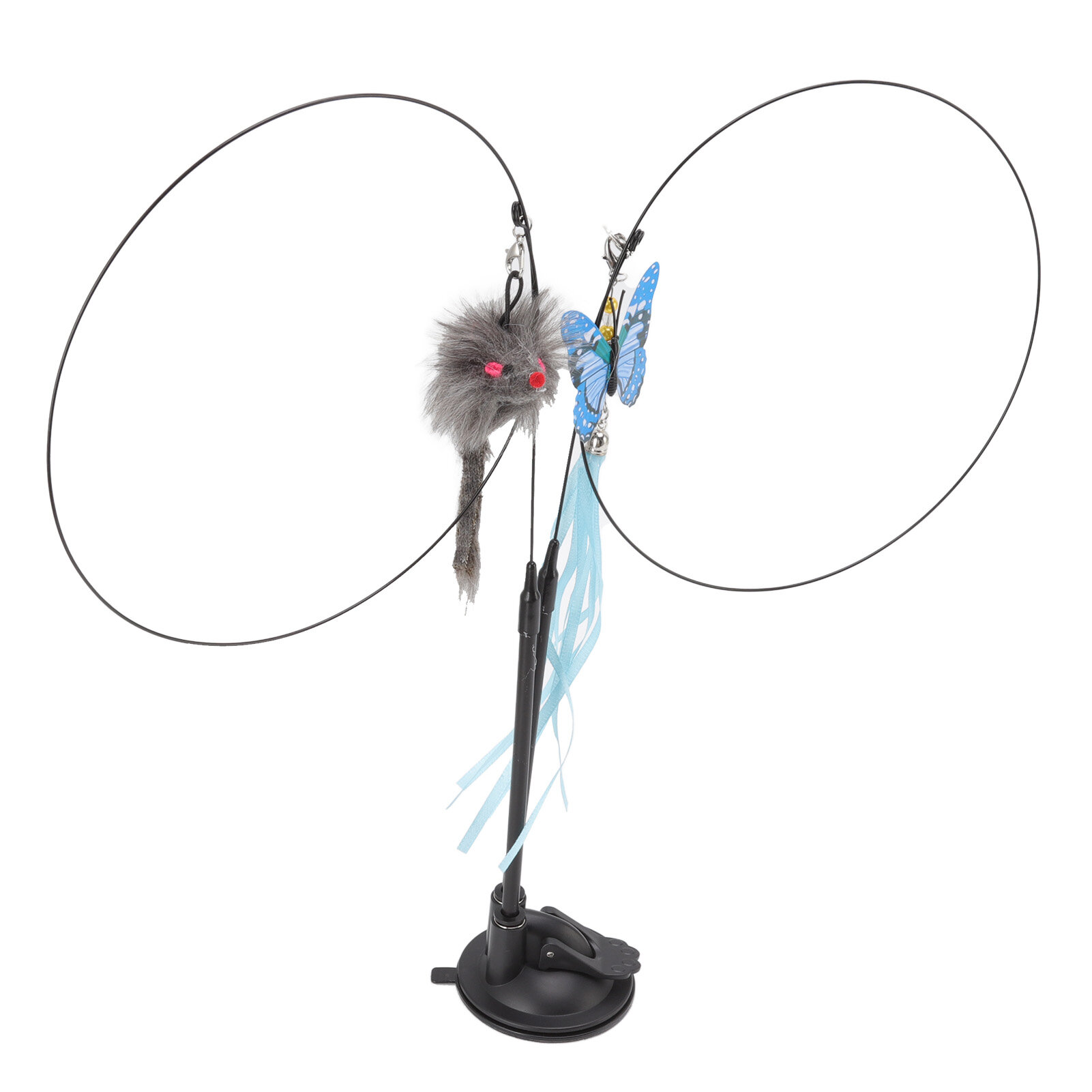 Игрушка-дразнилка для кошек на присосках, двусторонняя, со съемной стальной проволокой, интерактивная, подходит для содержания в помещении. Подходит для кошек окраса Blue Scalewing и Gray Mouse.