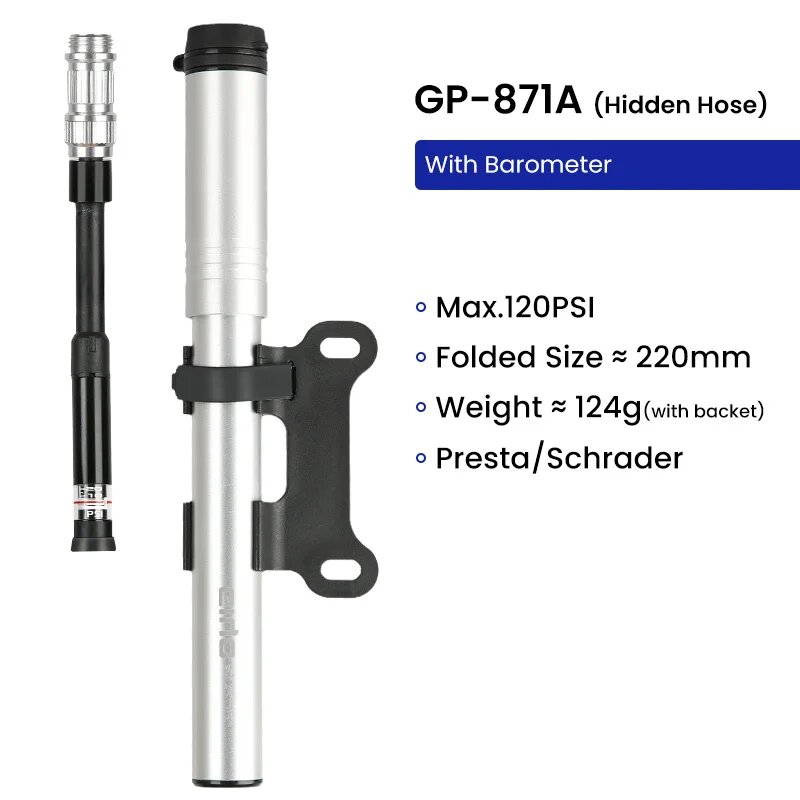 Велонасос GIYO GP-871A с манометром, 120 PSI